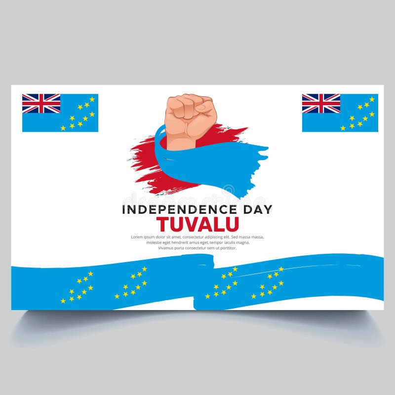 Happy Tuvalu Independence Day Banner and Hand Flag Design Vector Stock ...