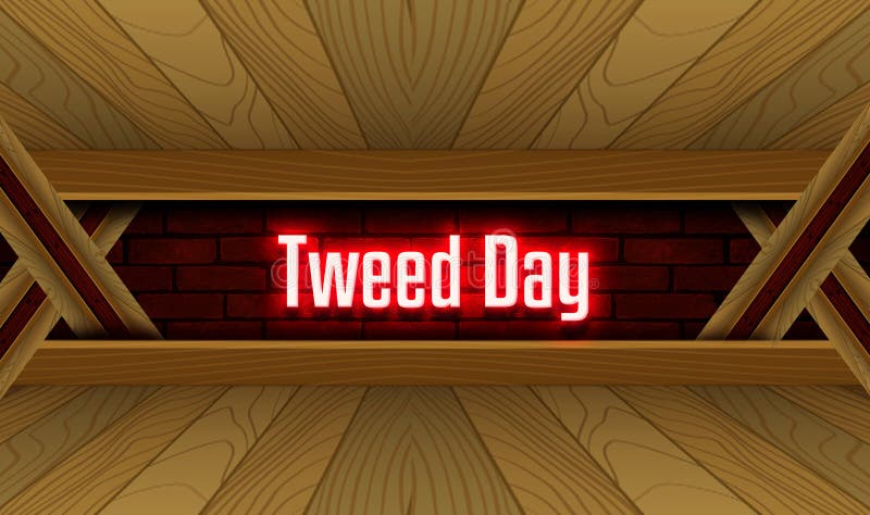 April Month Special Day Tweed Day Neon Text Effect On Bricks