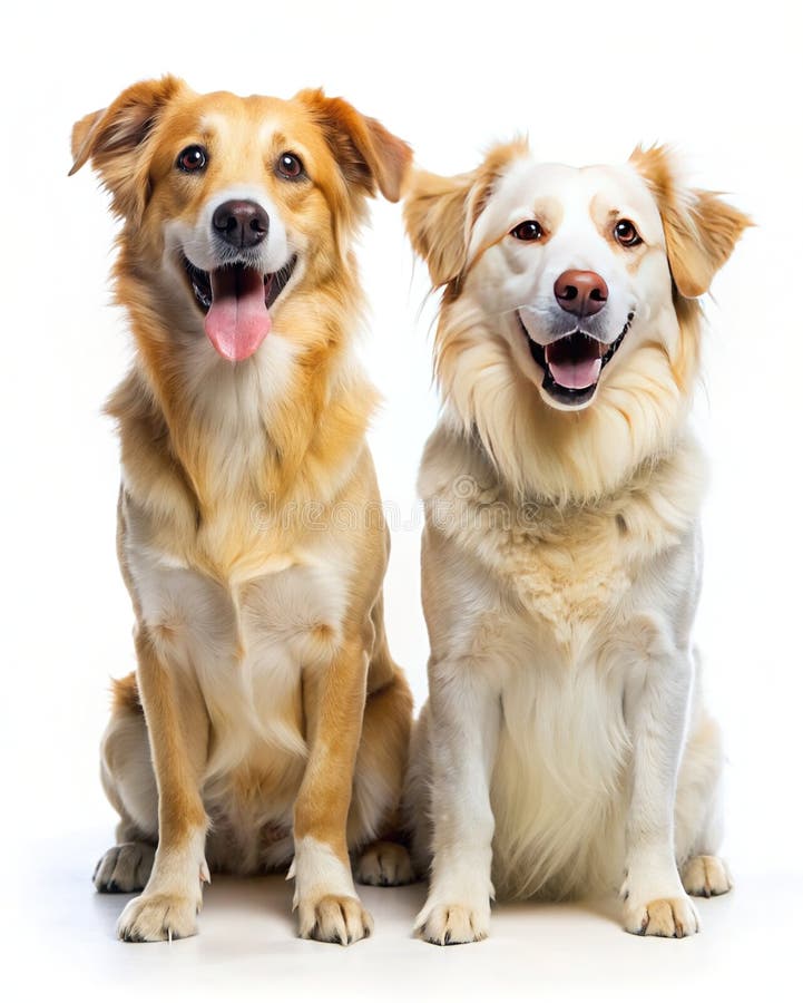 Happy Two Dogs on a White Background. Stock Illustration - Illustration ...