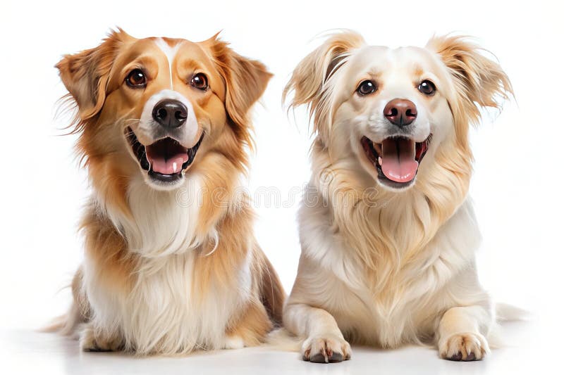Happy Two Dogs on a White Background. Stock Illustration - Illustration ...