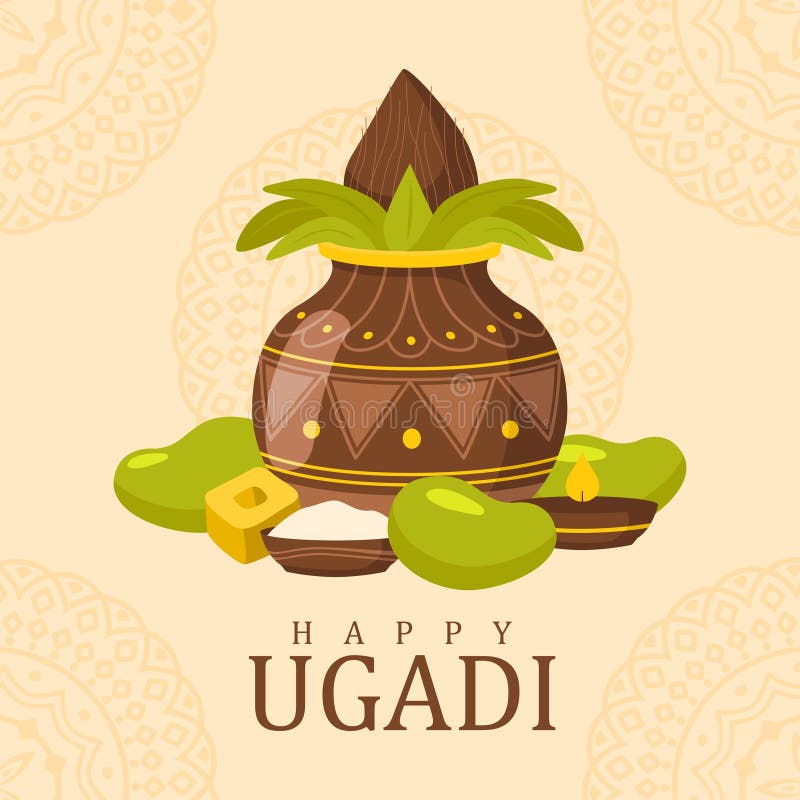 Happy Ugadi Festival Poster Template Vector Stock Illustration ...