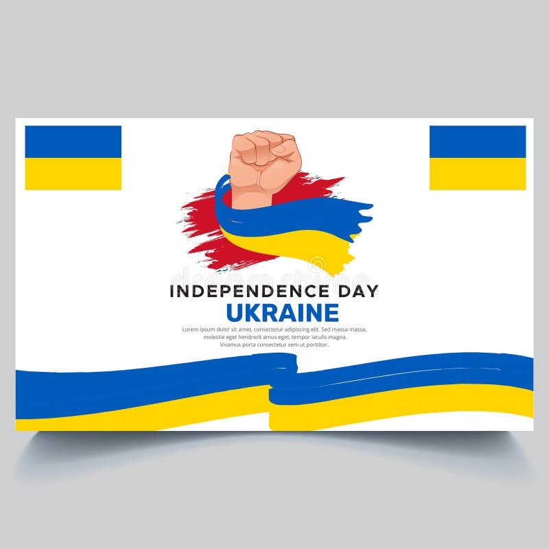 Happy Ukraine Independence Day Banner and Hand Flag Design Vector Stock ...