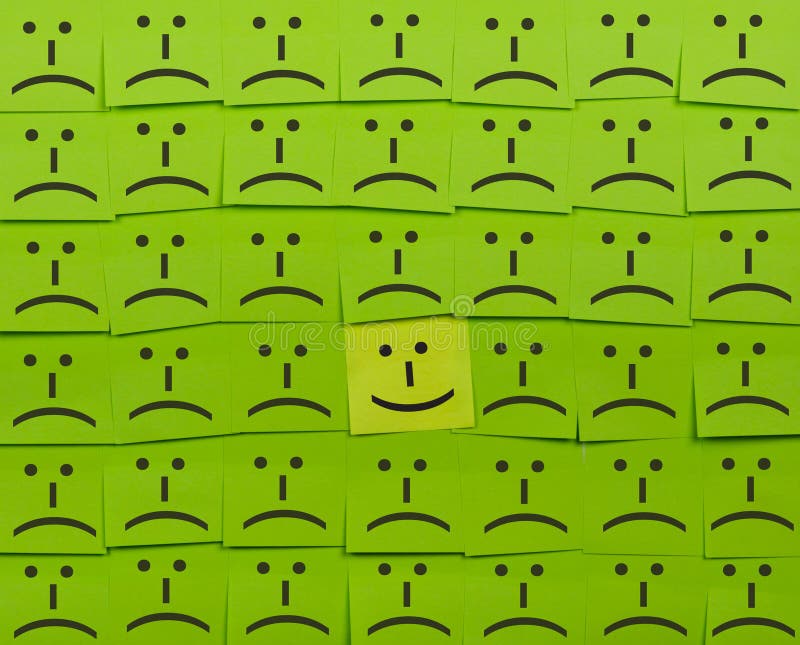 Happy and Unhappy Concept. Background of Sticky Notes. Stock Image ...