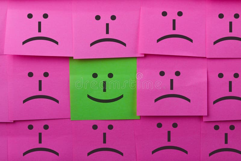 Happy and Unhappy Concept. Background of Sticky Notes. Stock Photo ...