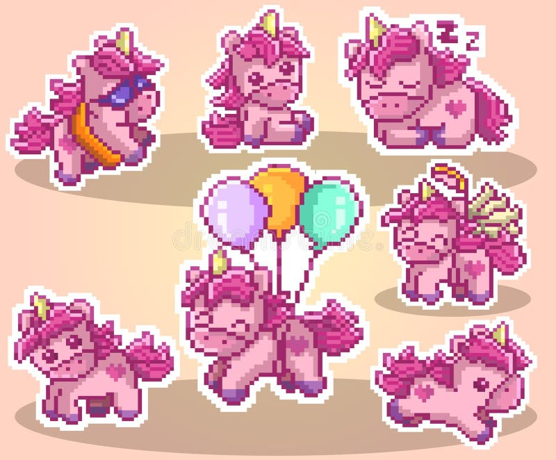 Happy Unicorn Pixel Art Package, Pixel Art, Vector Art, and Happy Unicorns Stock Illustration ...