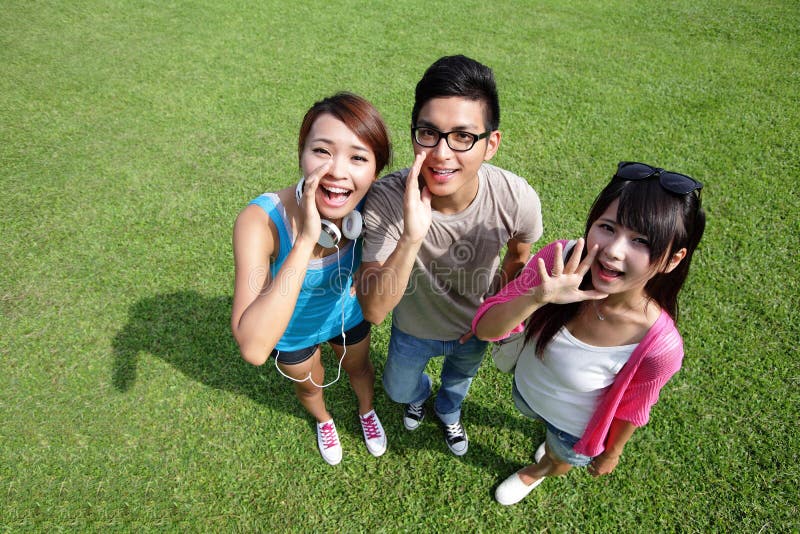 Happy University Students Shout and Scream Stock Photo - Image of face ...