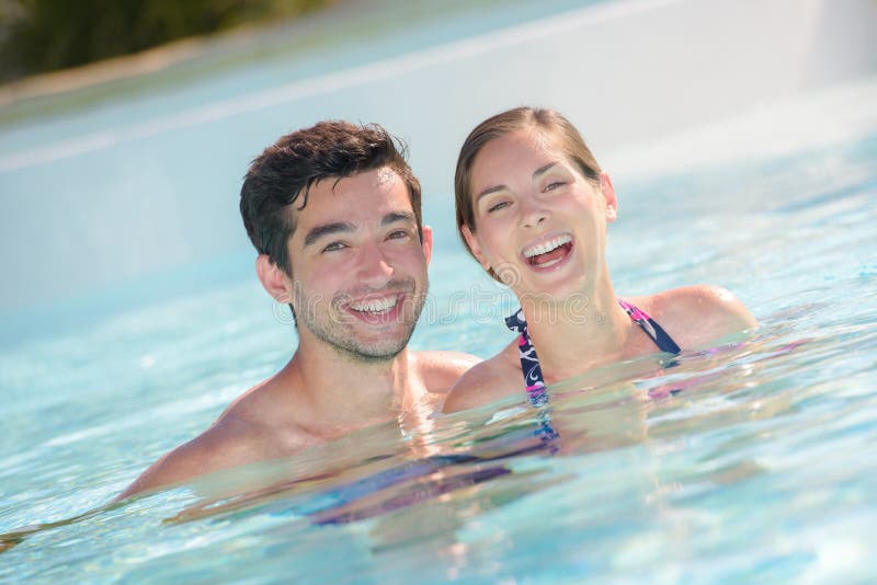 Happy Vacationer in Swimming Pool Stock Photo - Image of luxury ...
