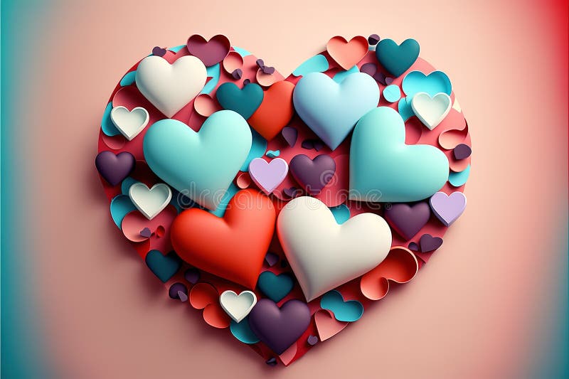 Happy Valentine Day with Creative Love Composite of Hearts. Generative ...