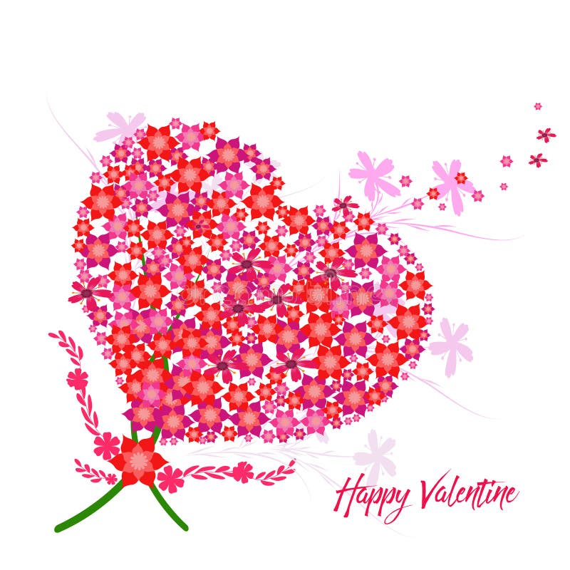 Happy Valentine with Heart of Spring Flowers Stock Vector ...