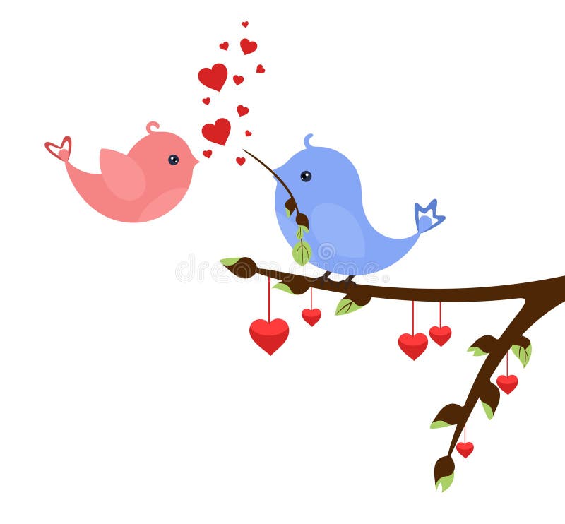 Love Birds stock vector. Illustration of valentines, tree - 23335342
