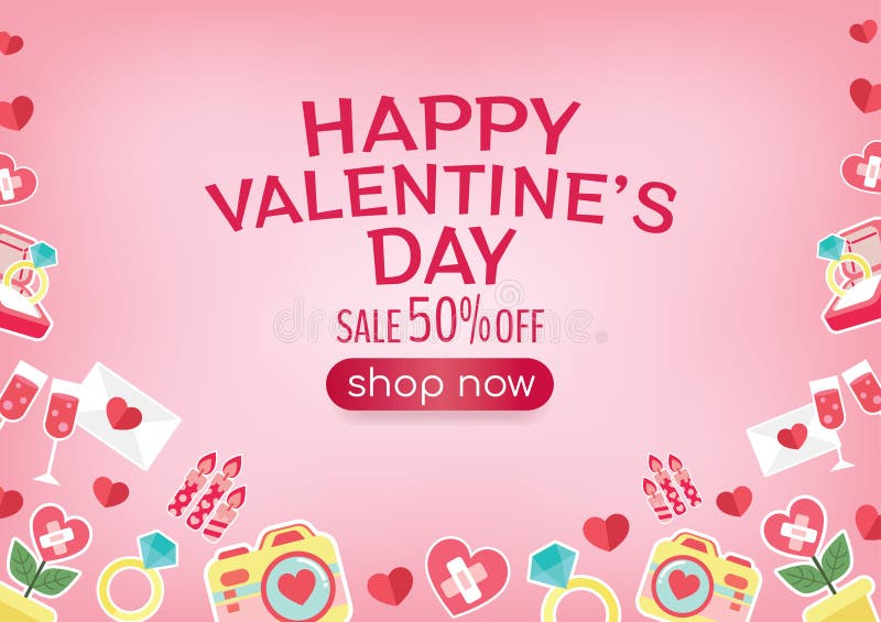 Happy Valentine S Day Banner Design Stock Vector - Illustration of card ...