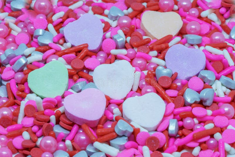 Happy Valentine`s Day Candy With Candy Hearts Stock Image Image Of