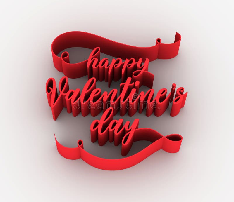 Happy Valentine`s Day Illustration, 3d Text Rendering Stock ...
