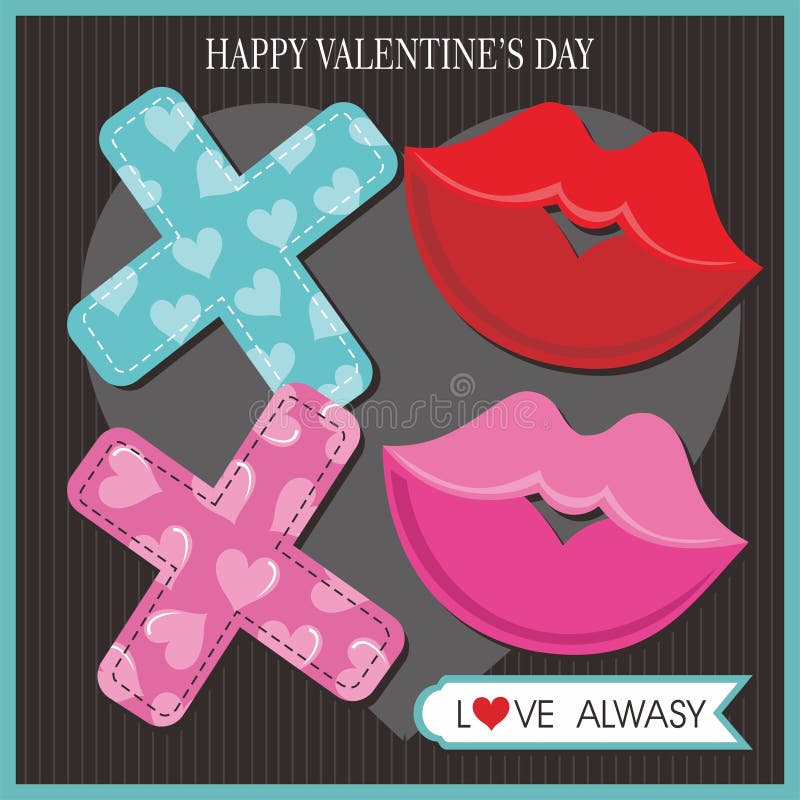 Happy Valentine S Day with Lips and Xo Xo Stock Vector - Illustration ...
