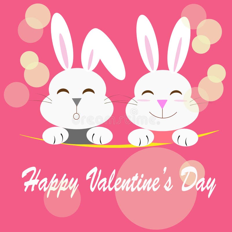 Happy Valentine`s Day Rabbits Stock Vector - Illustration of concept ...