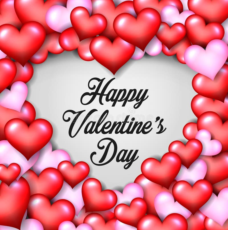 Happy Valentine`s Day Red Heart Stock Vector - Illustration of happy ...