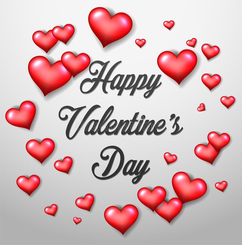 Happy Valentine`s Day Red Heart Stock Vector - Illustration of happy ...