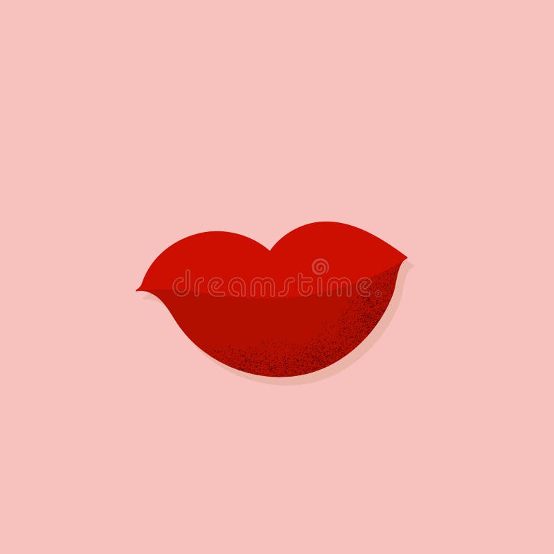 Happy Valentine`s Day. Red Lips Icon. Hand Drawn Doodle. Vector ...