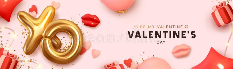 Happy Valentine S Day Romantic Creative Banner, Horizontal Header for ...