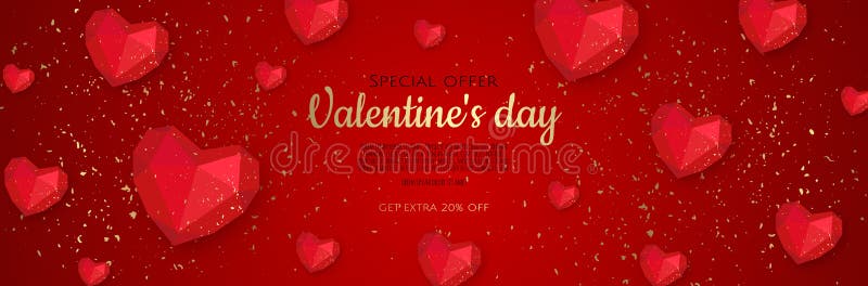 Happy Valentine S Day Romantic Creative Banner, Horizontal Header for ...