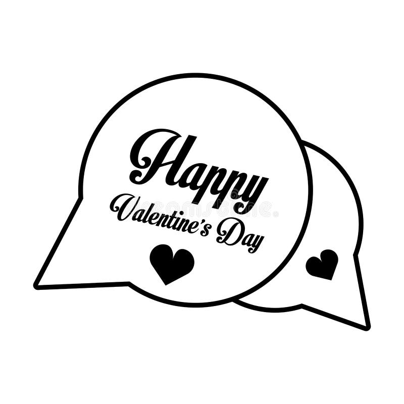 Happy Valentines Day Card Bubble Hearts Outline Stock Vector ...