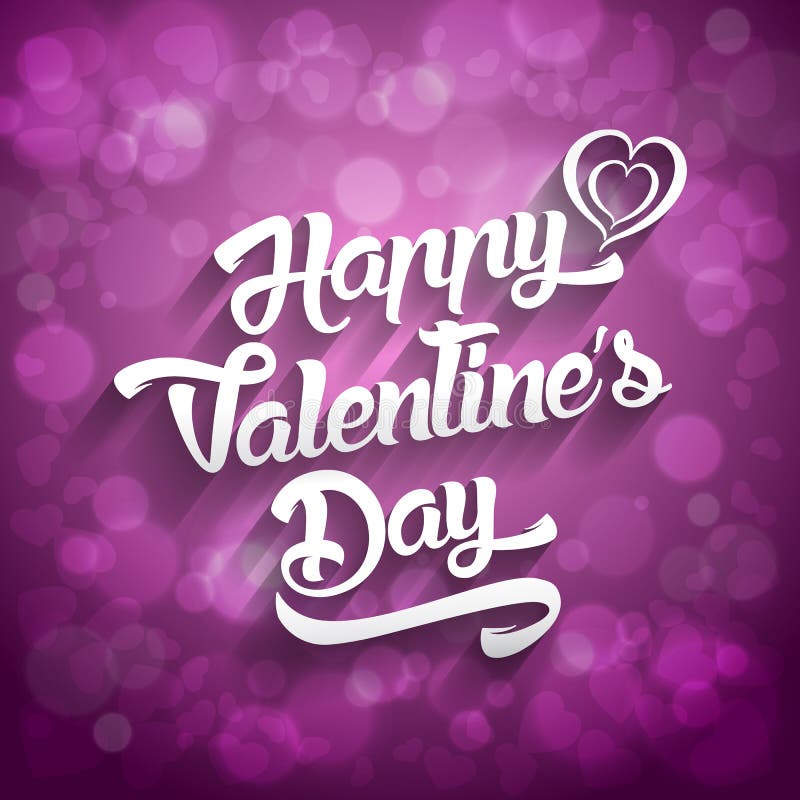 Happy Valentines Day Handwritten Lettering Design Text on Color ...