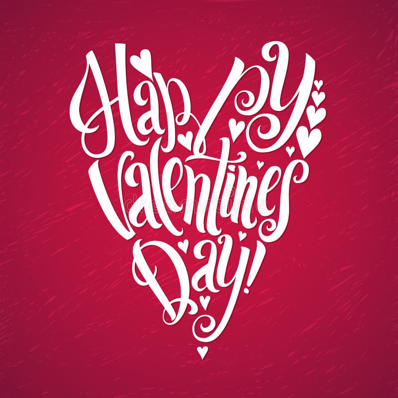 Happy Valentines Day Lettering Background Heart Stock Vector ...
