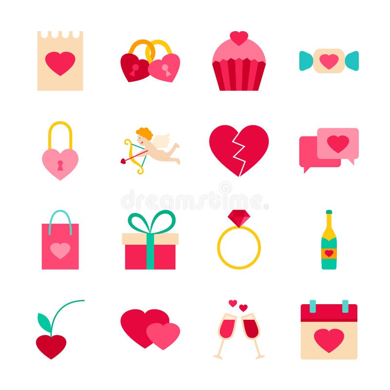 Happy Valentines Day Objects Stock Vector - Illustration of calendar ...