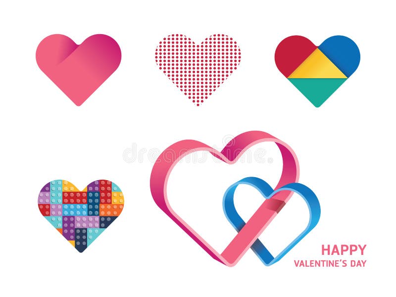 Happy Valentines Day Vector Heart Shape Concept Design. Stock Vector ...
