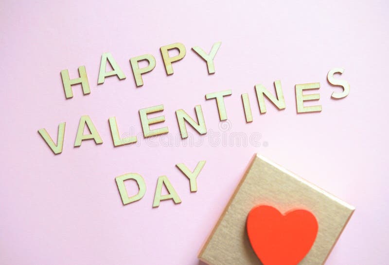 Happy Valentines Day Write Next To Gift Box Stock Photo - Image of ...