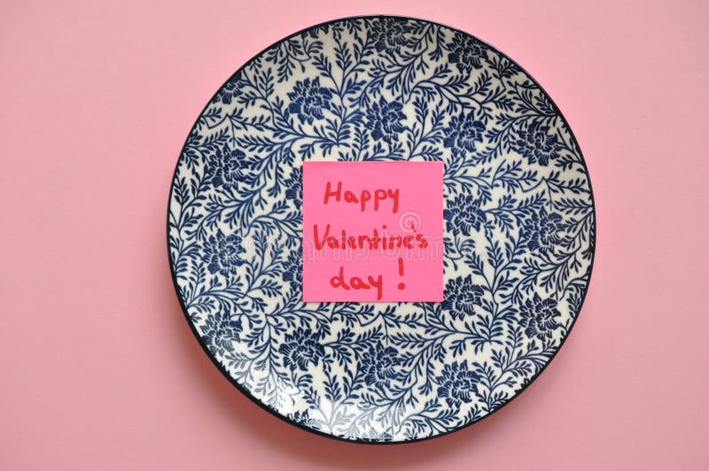 Happy Valentines Day Write on Plate Stock Illustration - Illustration ...