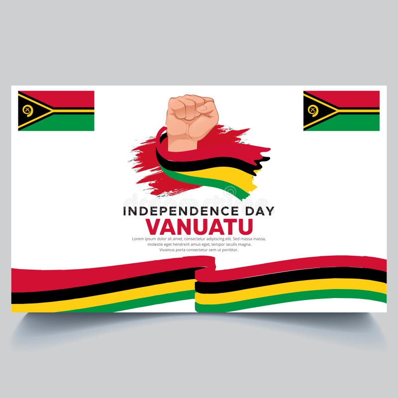 Happy Vanuatu Independence Day Banner and Hand Flag Design Vector Stock ...