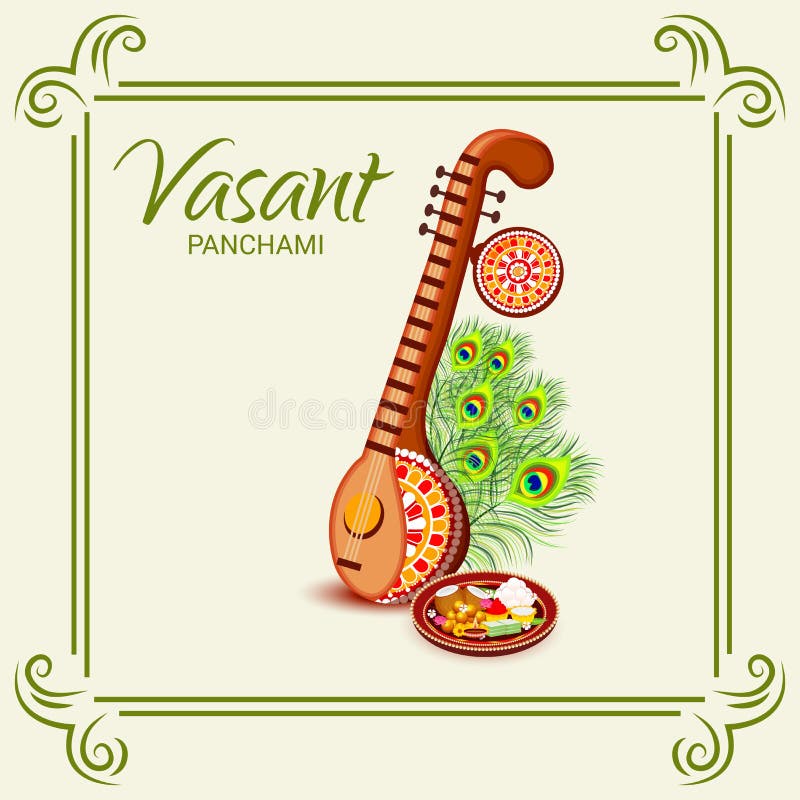 Happy Vasant Panchami. stock illustration. Illustration of knowledge ...