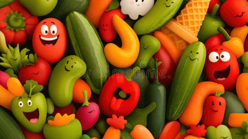 Happy Veggie Bunch stock illustration. Illustration of vegetables - 365482355