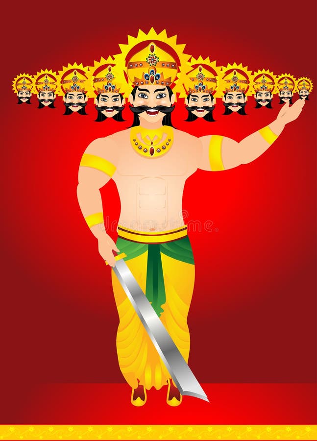 Happy Vijay Dashmi Background with the Face of Ravan Stock Illustration ...