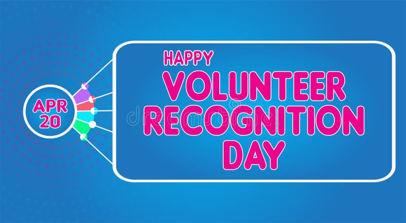 Happy Volunteer Recognition Day, April 20. Calendar of April Retro Text ...
