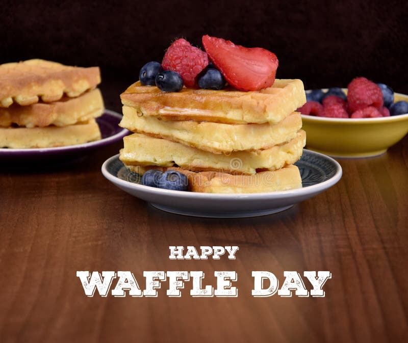 Happy Waffle Day Stock Images Stock Photo - Image of heap, delicious ...