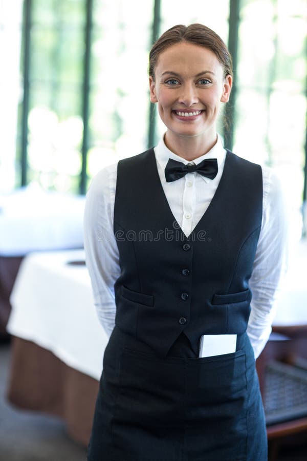 Happy waitress stock image. Image of diversity, four - 14985837
