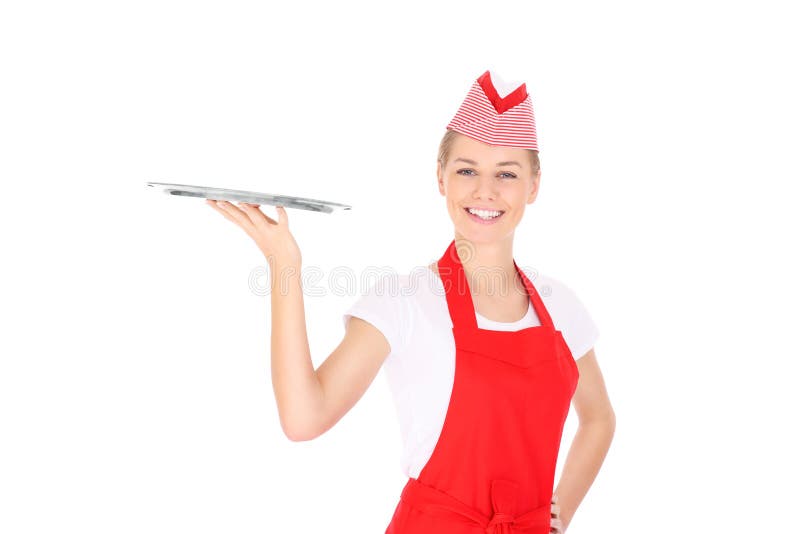 Happy waitress stock image. Image of diversity, four - 14985837