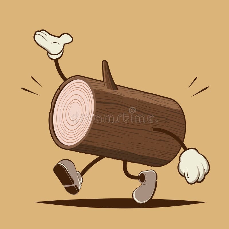 Cartoon Illustration of a Walking Wood Log Stock Vector - Illustration ...