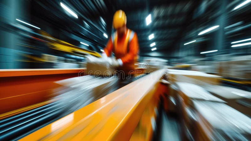 Warehouse Worker Loading Package while Placed on the Rail at Storage ...