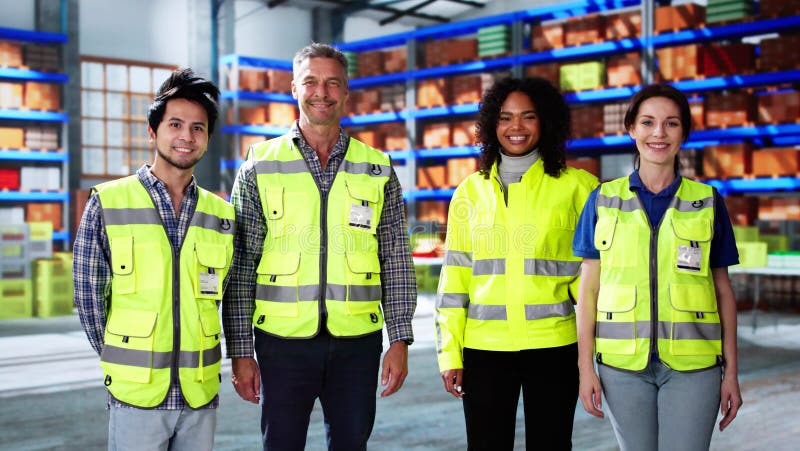 Happy Warehouse Worker Team Stock Photo - Image of technician, control ...