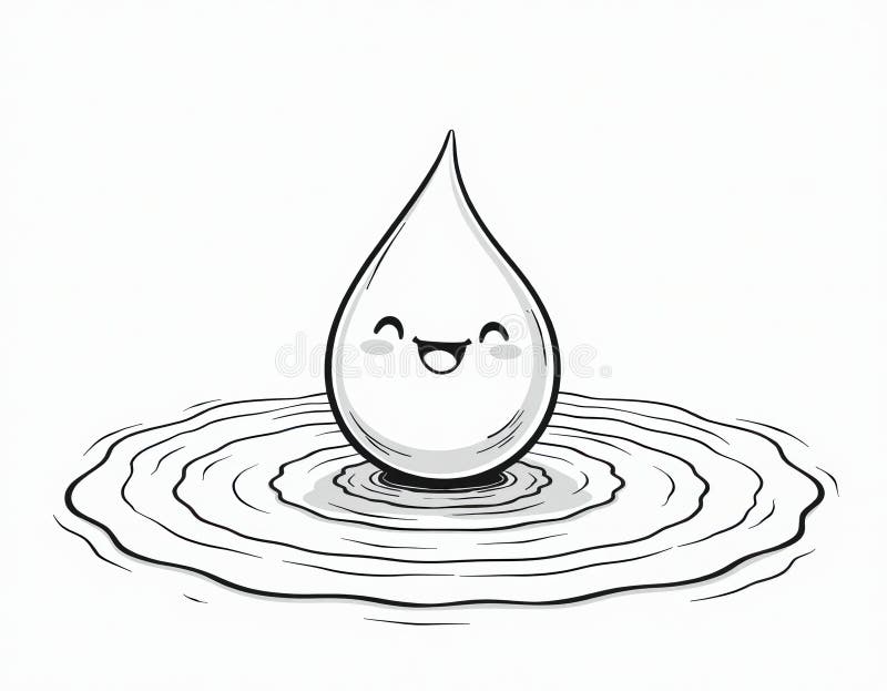 Happy Water Drop Cartoon Illustration Stock Illustration - Illustration ...