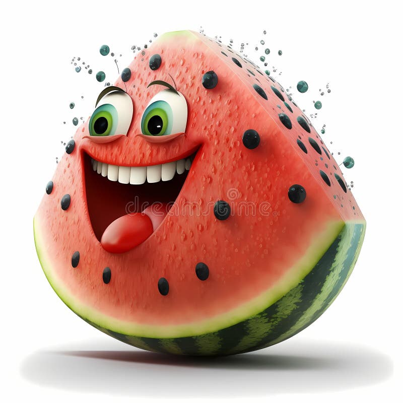 Happy Watermelon Cartoon. Generative AI Stock Image - Image of melon ...