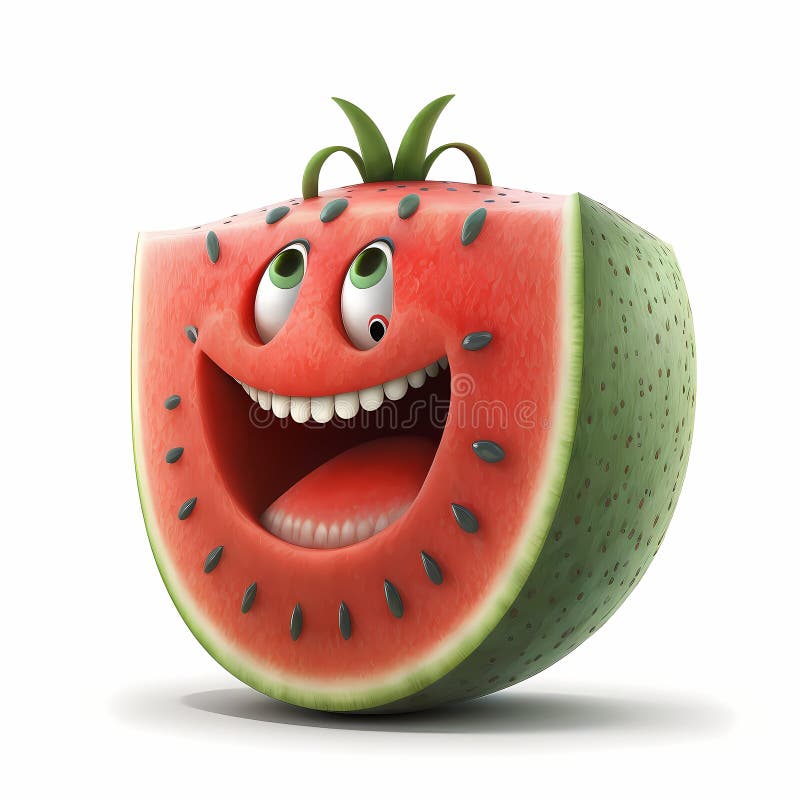 Happy Watermelon Cartoon. Generative AI Stock Photo - Image of happy ...