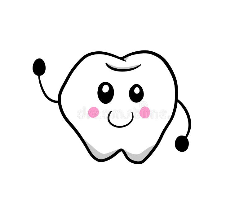 A Happy Waving Cartoon Tooth Stock Illustration - Illustration of ...
