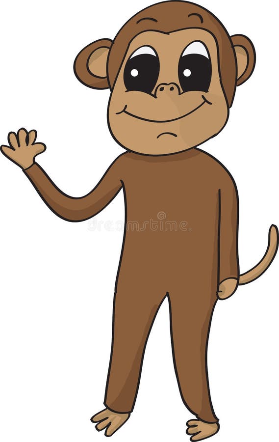 Happy waving monkey stock illustration. Illustration of monkey - 36898669