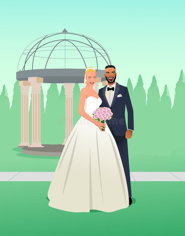 Happy Wedding Couple Vector Illustration Stock Vector - Illustration of ...