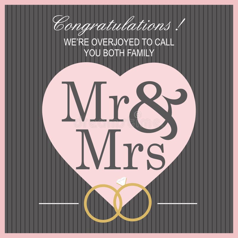 Happy Wedding Day with Heart Wedding Ring Mr and Mrs Stock Vector ...