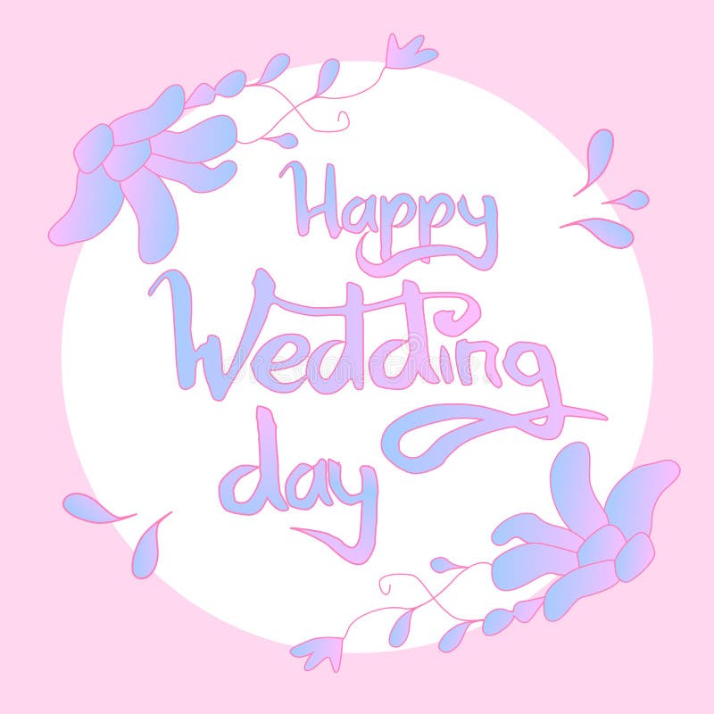 Happy Wedding Lettering, Shape of Card, Various Design Flower Frame ...